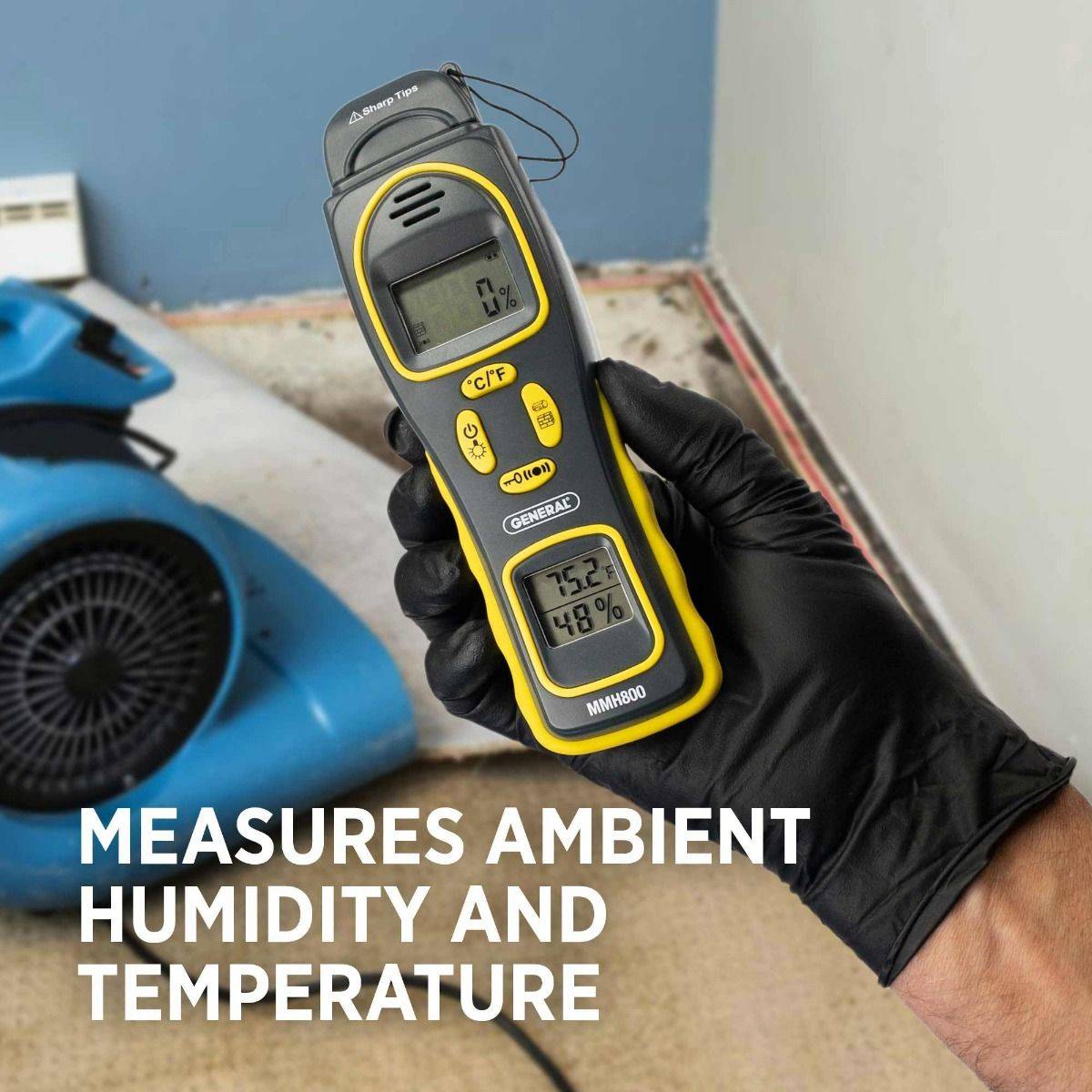 Pin Pinless Moisture Meter with Temperature and Humidity